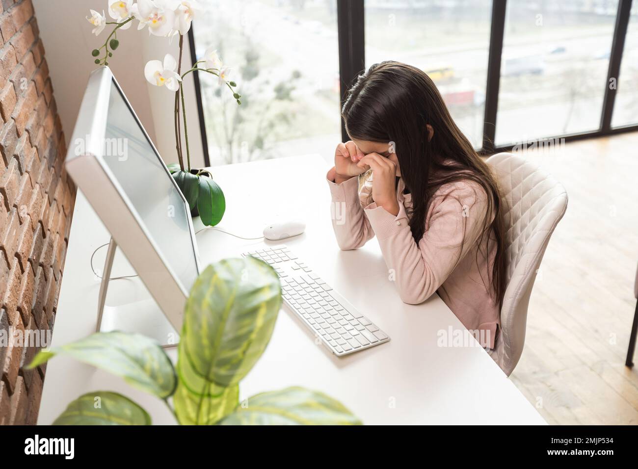 Children Education. Bored student tired of learning doing homework ...