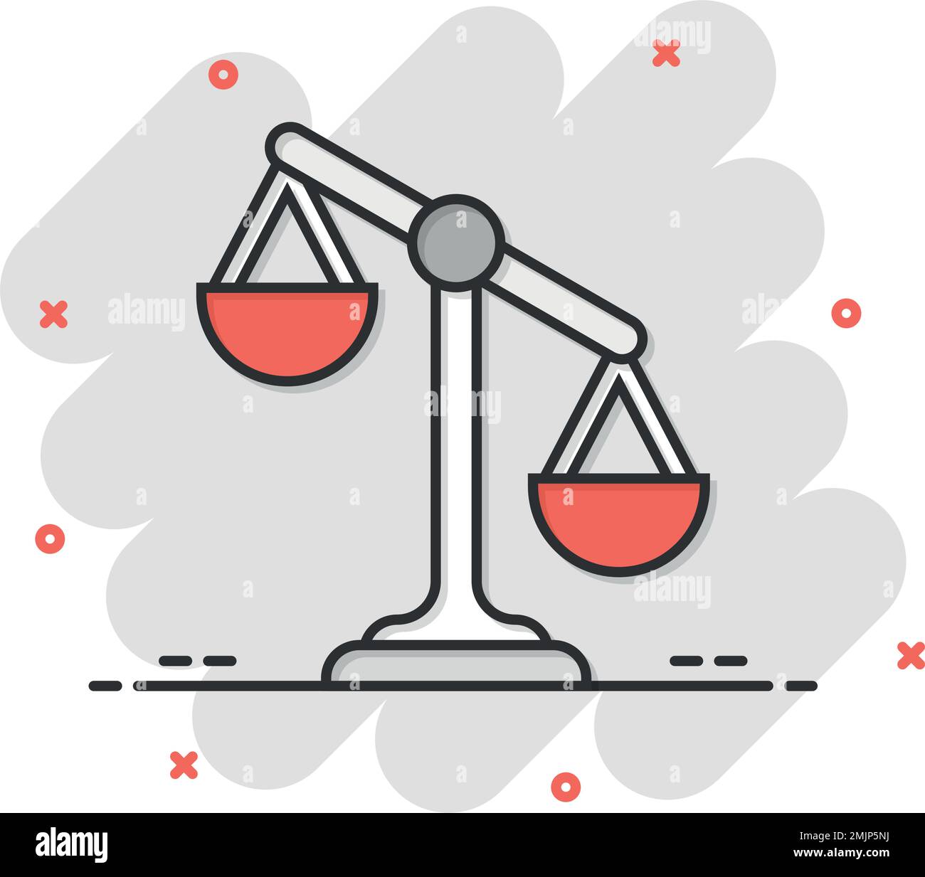 Scales icon in comic style. Libra cartoon vector illustration on ...