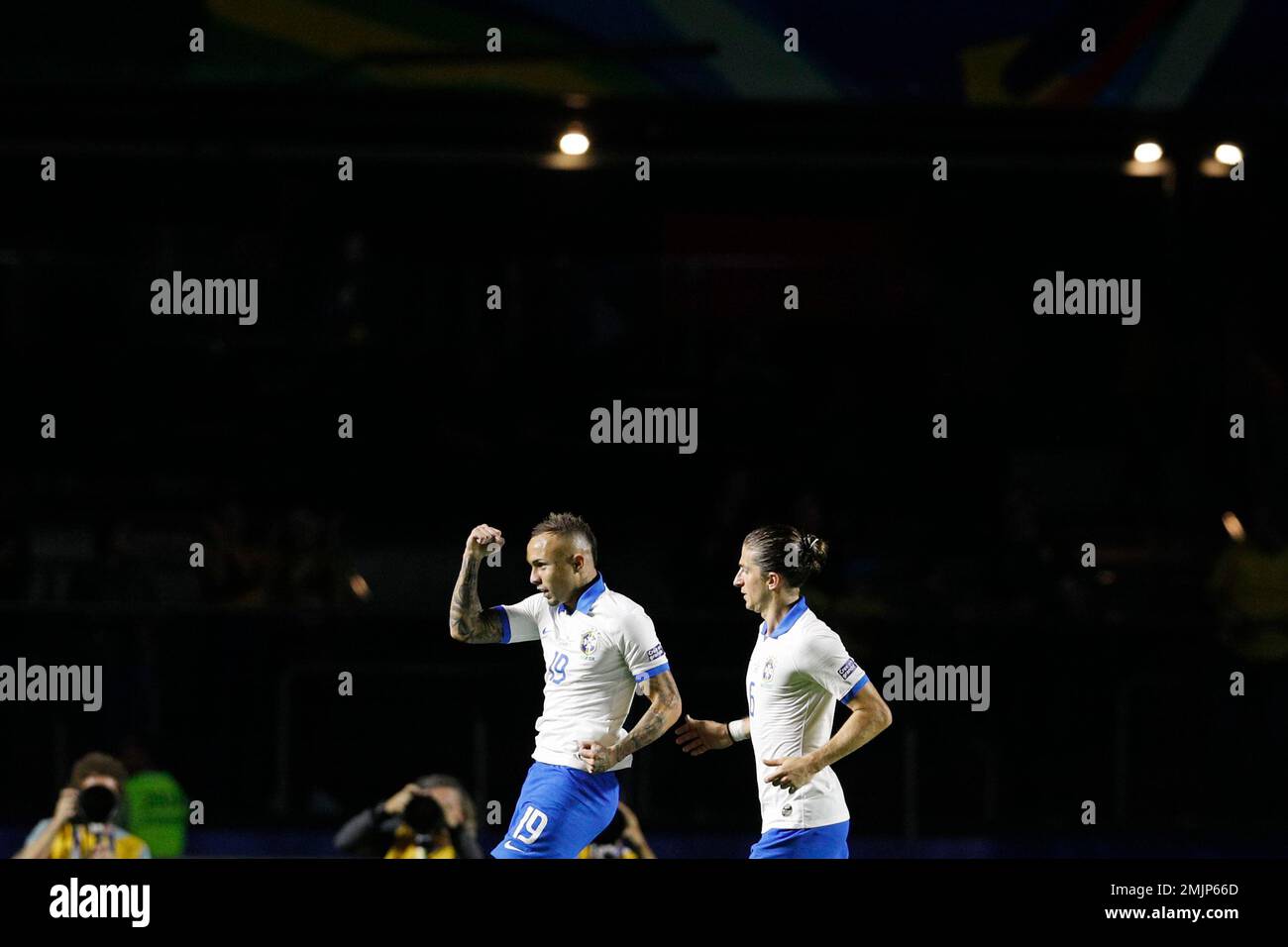 Brazil's Everton celebrates scoring his side's third goal against ...