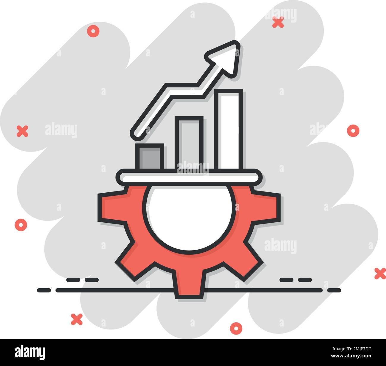 Productivity icon in comic style. Process strategy cartoon vector ...