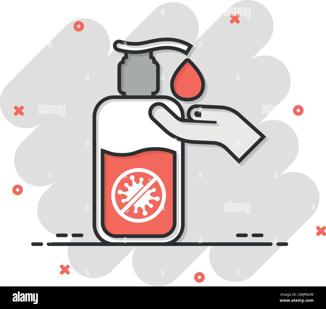 Hand sanitizer icon in comic style. Antiseptic bottle cartoon vector ...