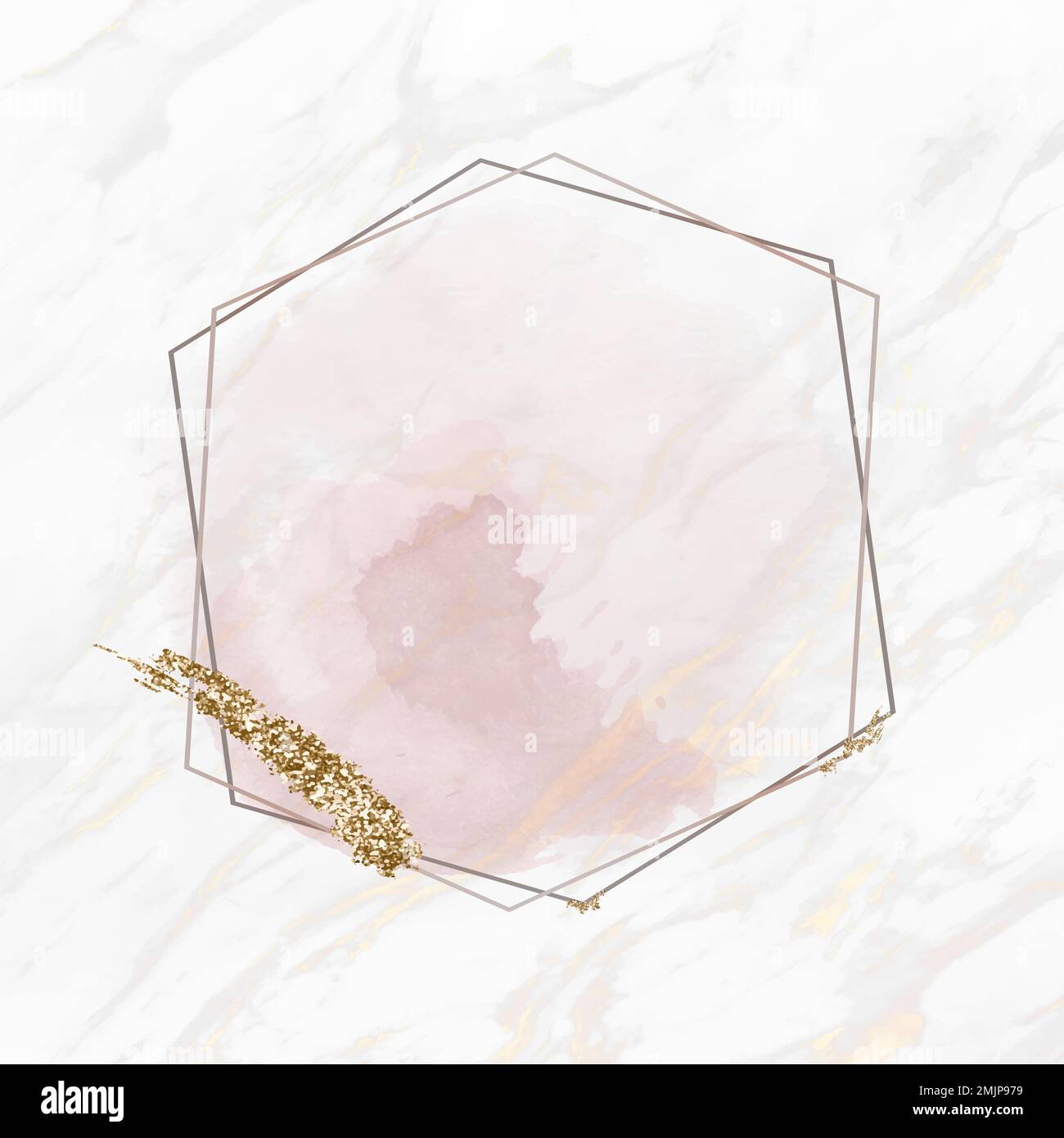 Golden glitter smudge on a hexagon frame vector Stock Vector Image ...