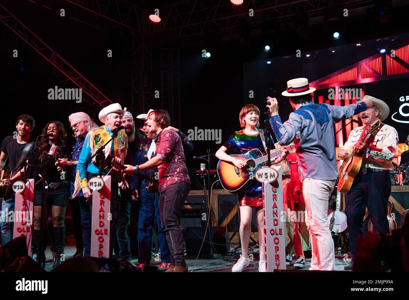 Woody Paul, from left, Steve Earle, Joey Miskulin, Charlie Worsham ...