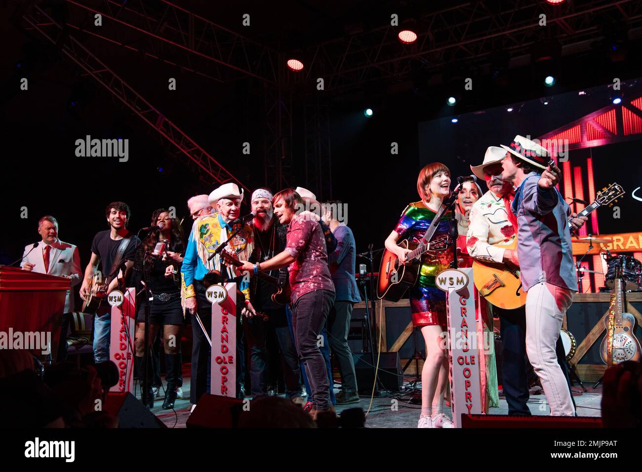 Woody Paul, from left, Steve Earle, Joey Miskulin, Charlie Worsham ...