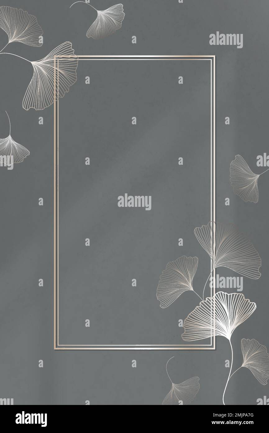 Gold frame with ginkgo leaf pattern vector Stock Vector Image & Art - Alamy