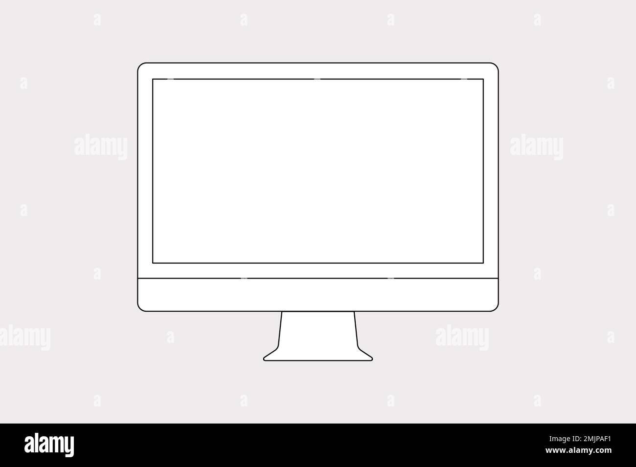 iMac screen outline, blank screen digital device vector illustration ...