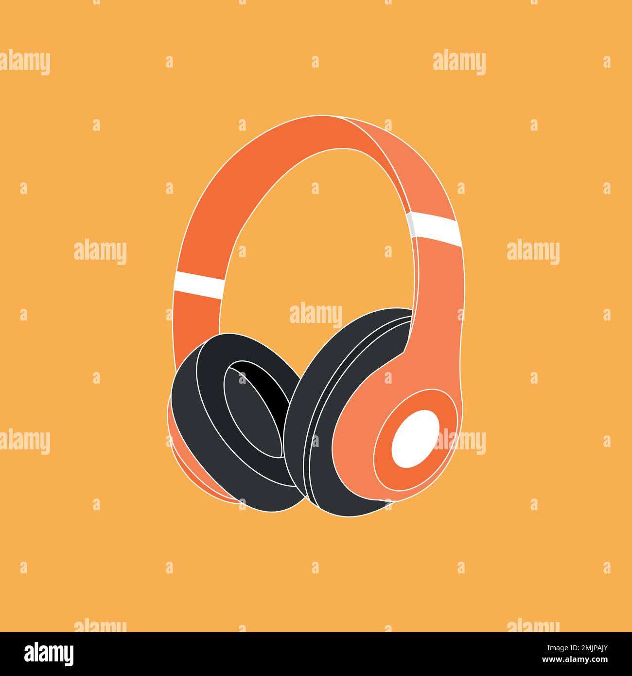 Wireless headphones outline, entertainment device vector illustration ...