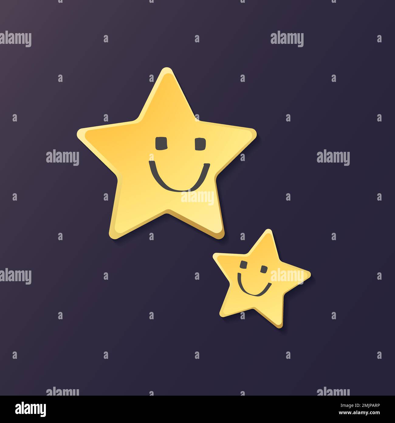 Cute smiling stars element, cute weather clipart vector on purple ...