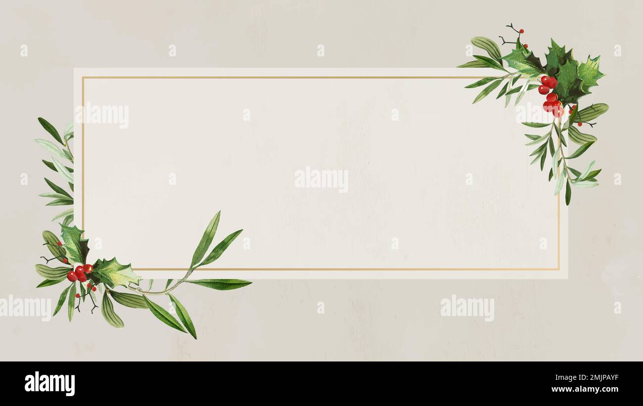 Blank festive rectangular Christmas frame background vector Stock ...