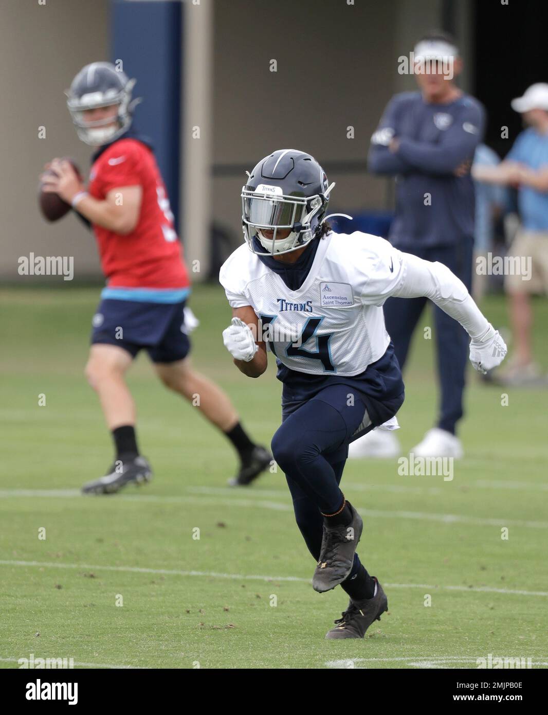 Tennessee Titans wide receiver Kalif Raymond runs a drill during an ...