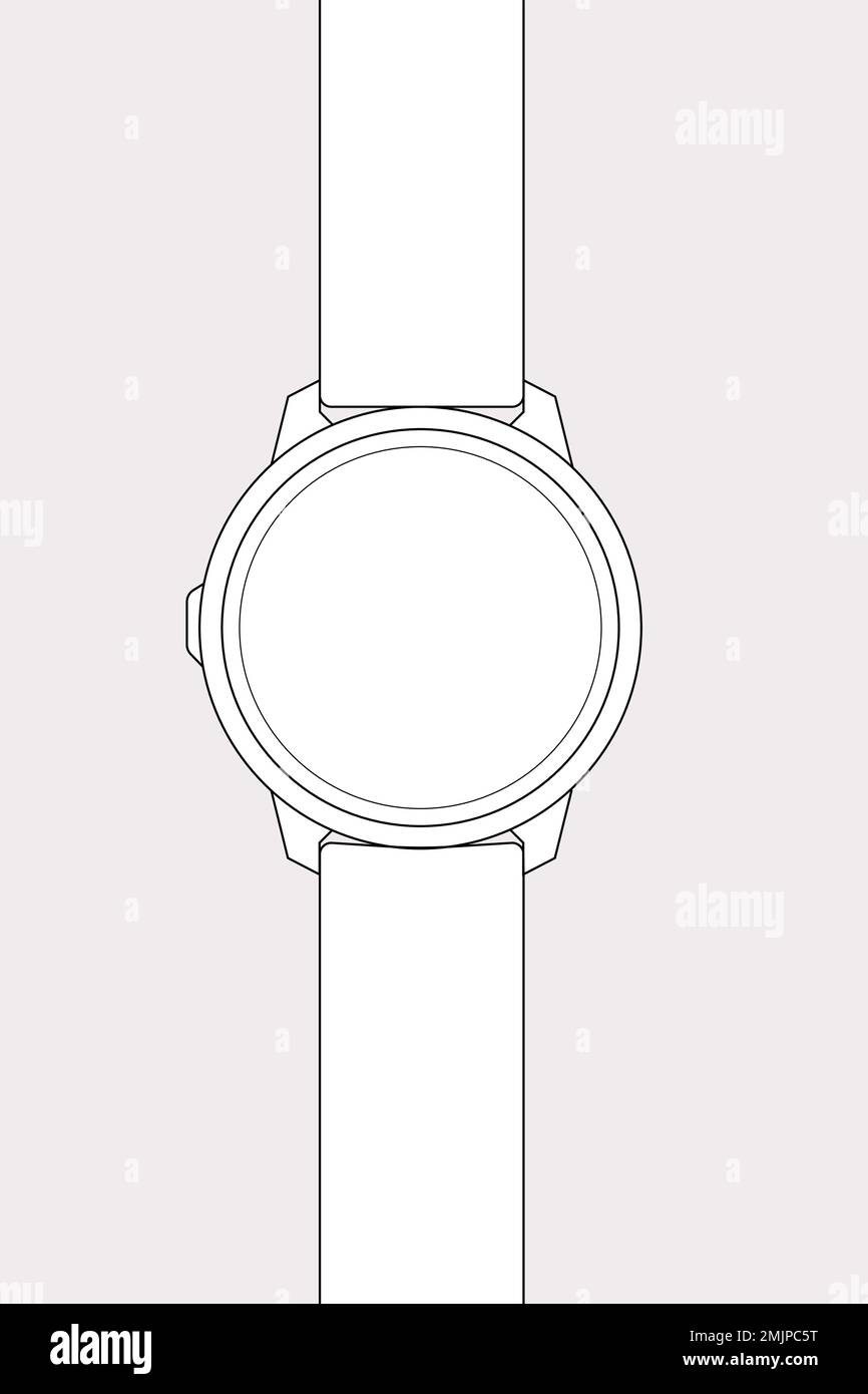 Smartwatch outline, health tracker device vector illustration Stock ...