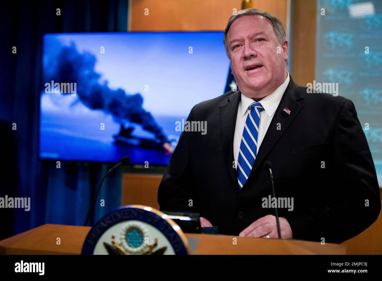 Secretary of State Mike Pompeo speaks at the State Department, Thursday ...