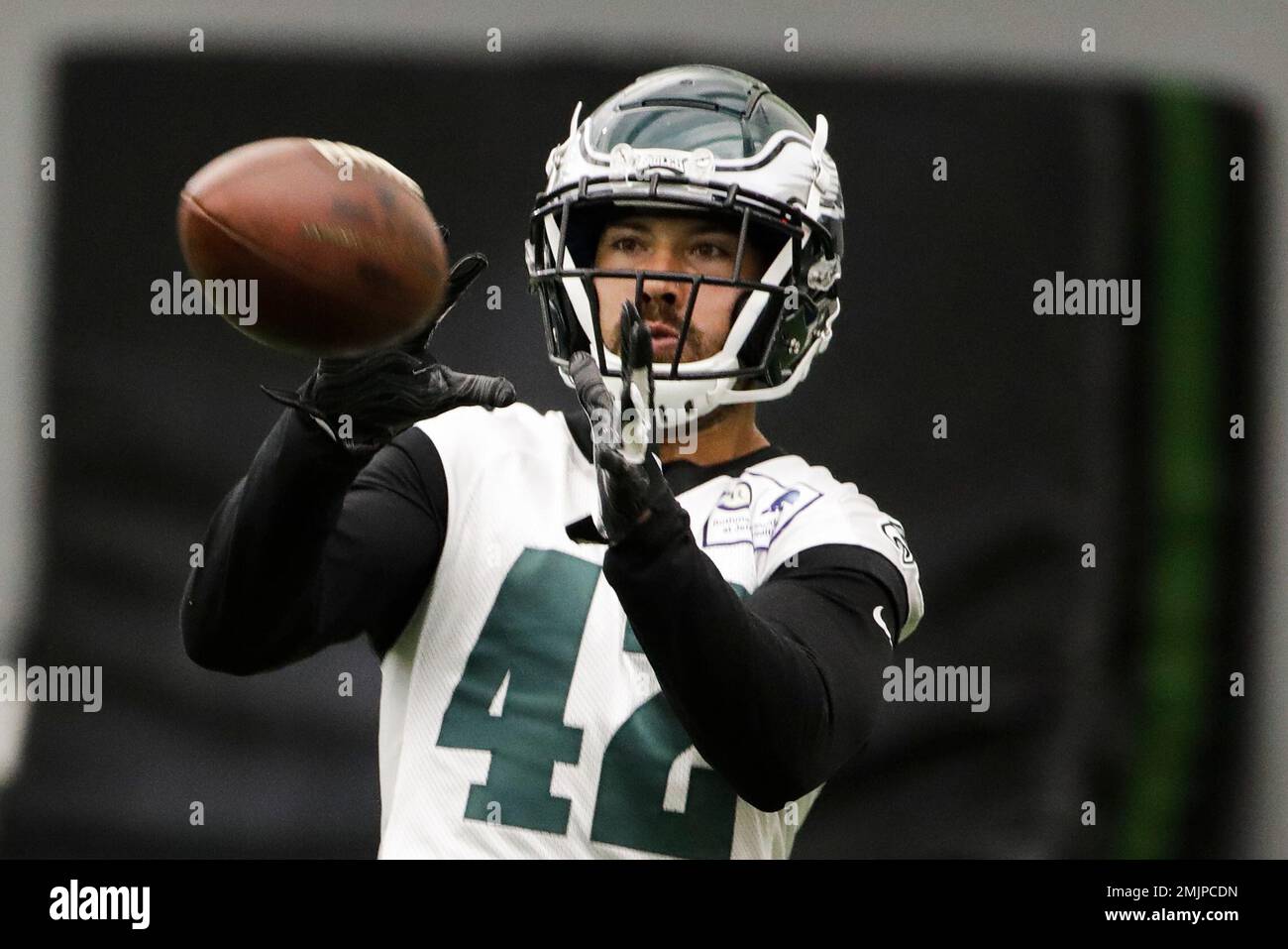 Philadelphia Eagles strong safety Andrew Sendejo catches a pass at the ...