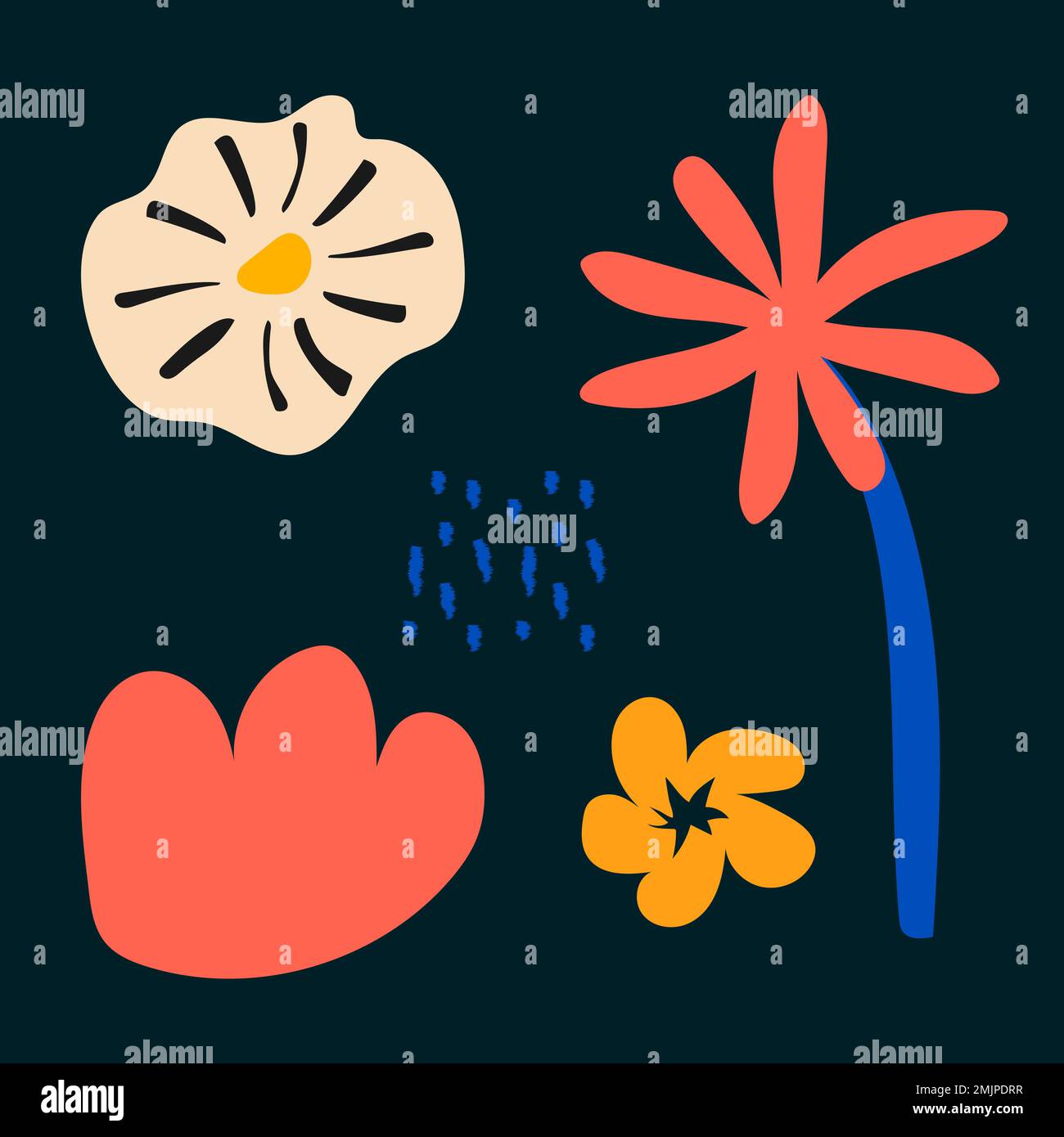 Aesthetic flower shape, design element set vector Stock Vector Image ...