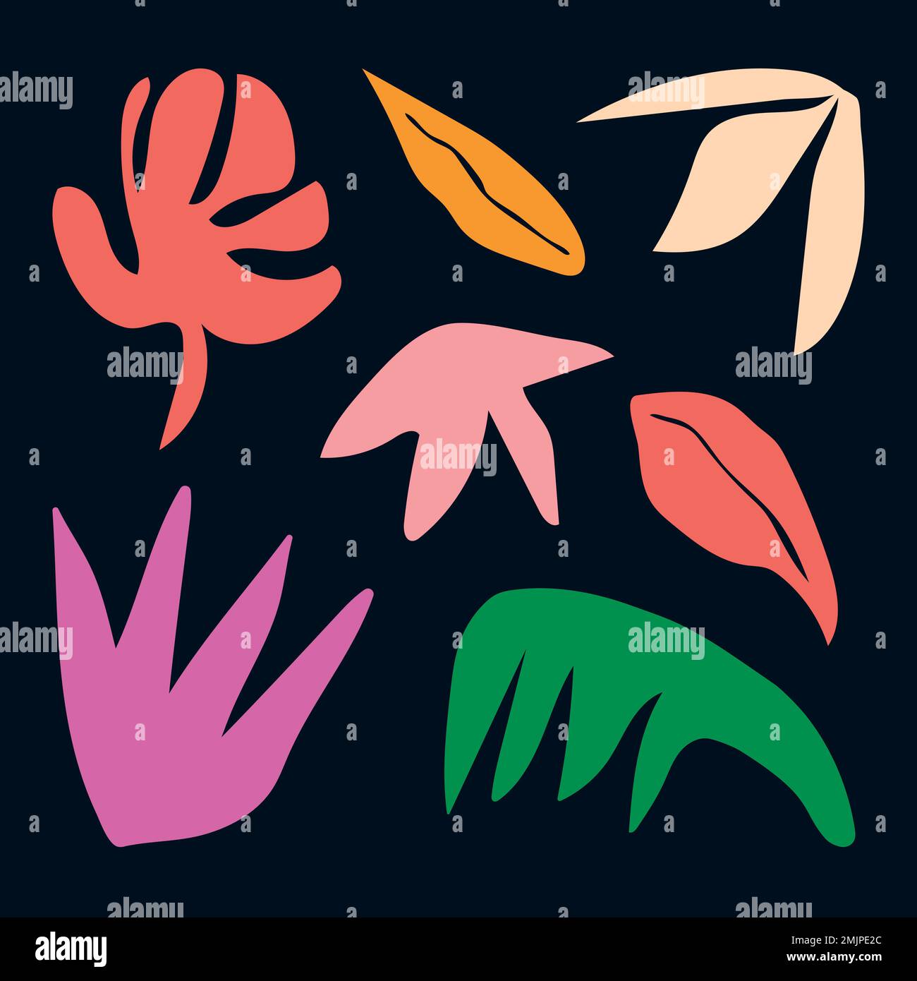 Abstract funky leaf, aesthetic design element set vector Stock Vector ...