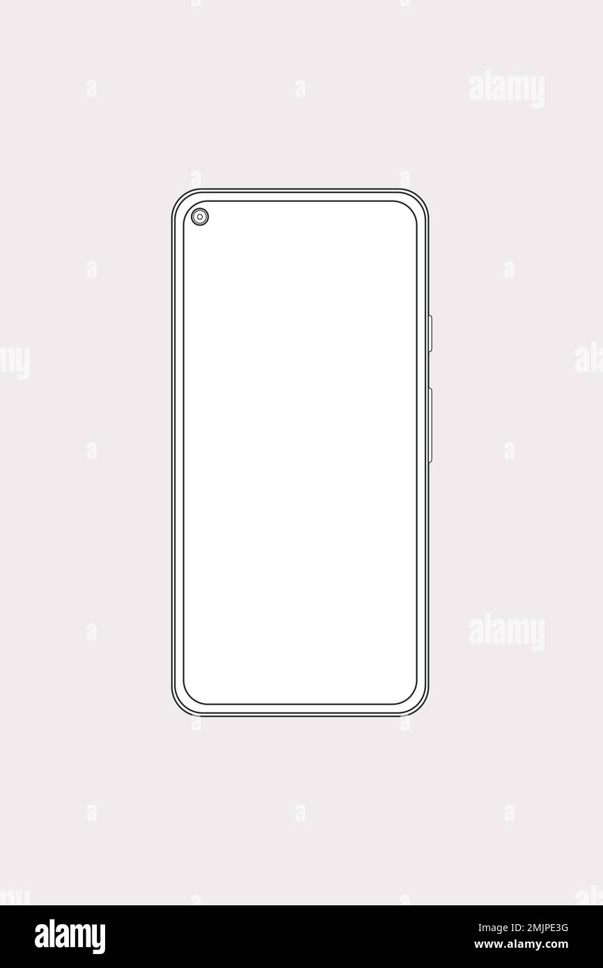 White mobile phone outline, digital device vector illustration Stock ...