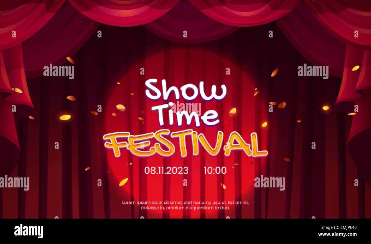 Show or festival announcement banner template. Vector cartoon ...