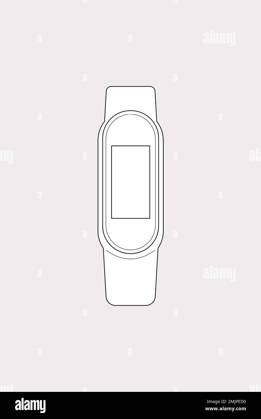 Smartwatch outline, health tracker device vector illustration Stock ...