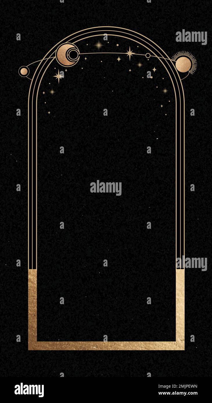 Mystical gold frame on black background mobile phone wallpaper Stock ...
