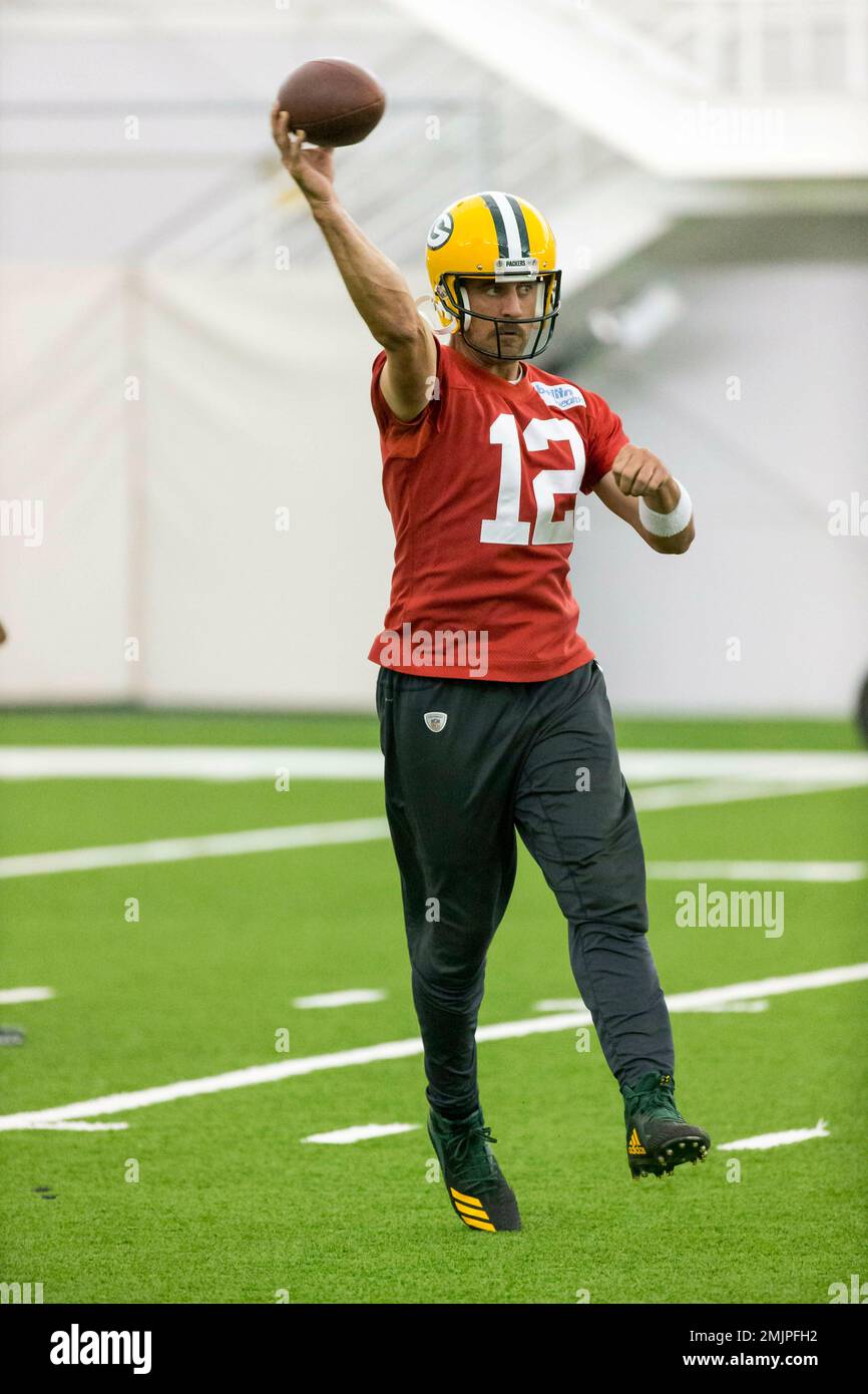 Green Bay Packers Aaron Rodgers during NFL football minicamp practice ...