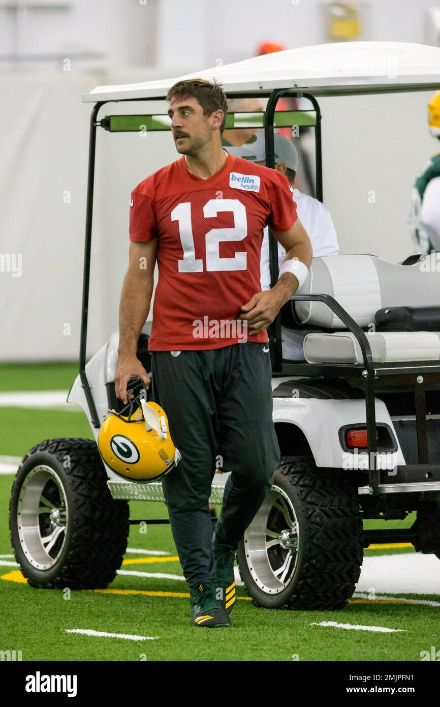 Green Bay Packers Aaron Rodgers during NFL football minicamp practice ...
