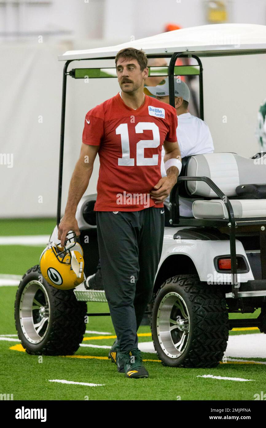Green Bay Packers Aaron Rodgers during NFL football minicamp practice ...