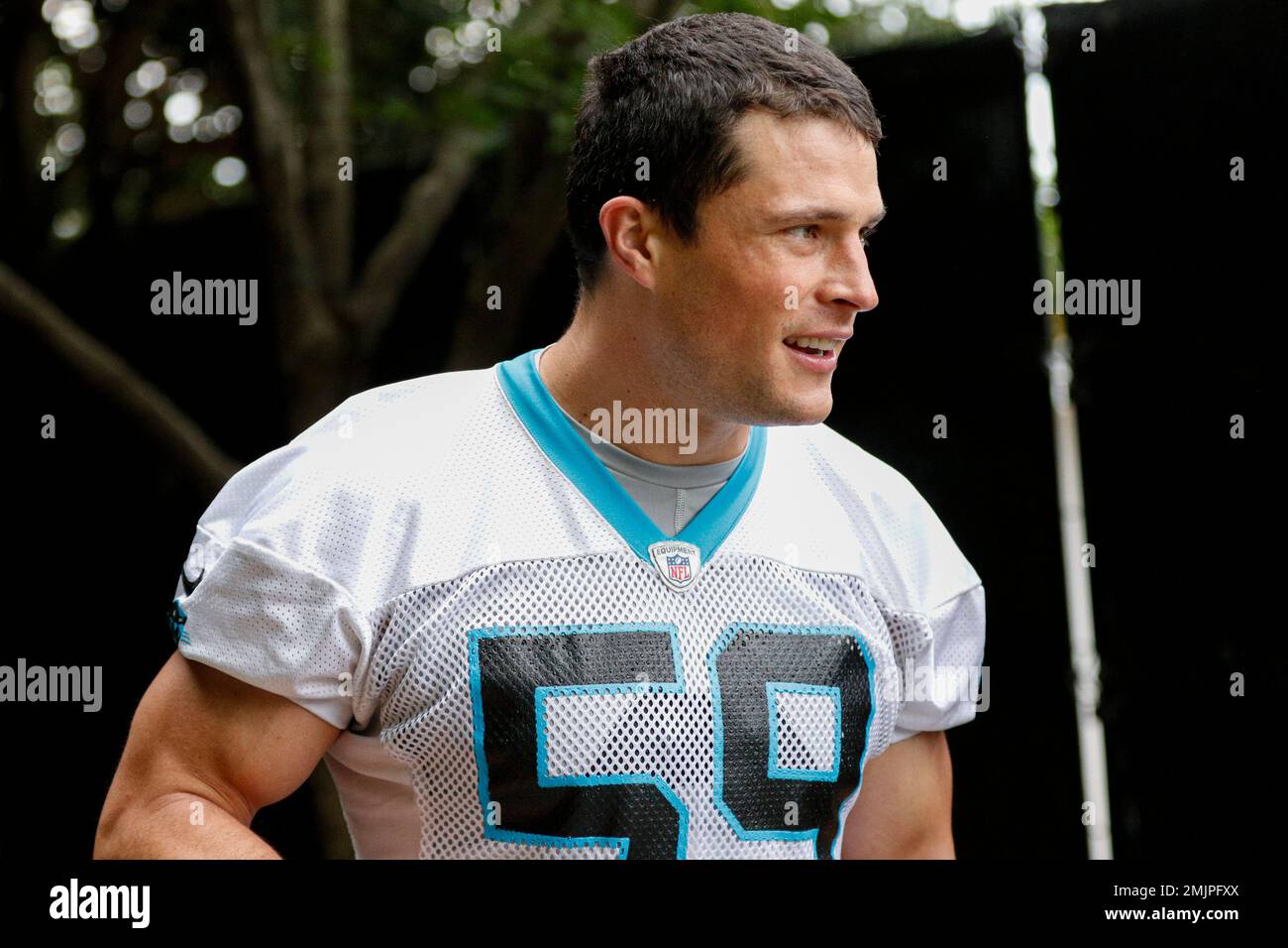 Carolina Panthers linebacker Luke Kuechly walks to the practice fields ...