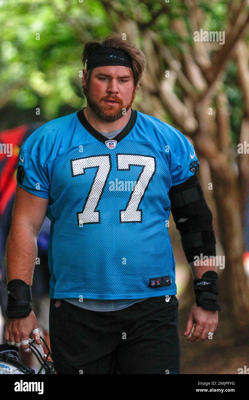 Carolina Panthers guard Kitt O'Brien walks to the practice fields at ...