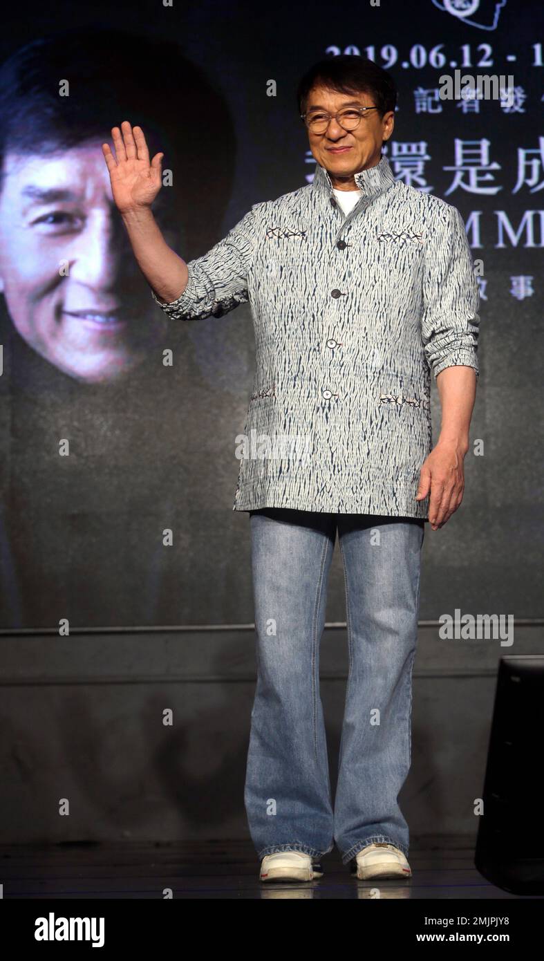 Hong Kong actor and singer Jackie Chan poses for media during a ...