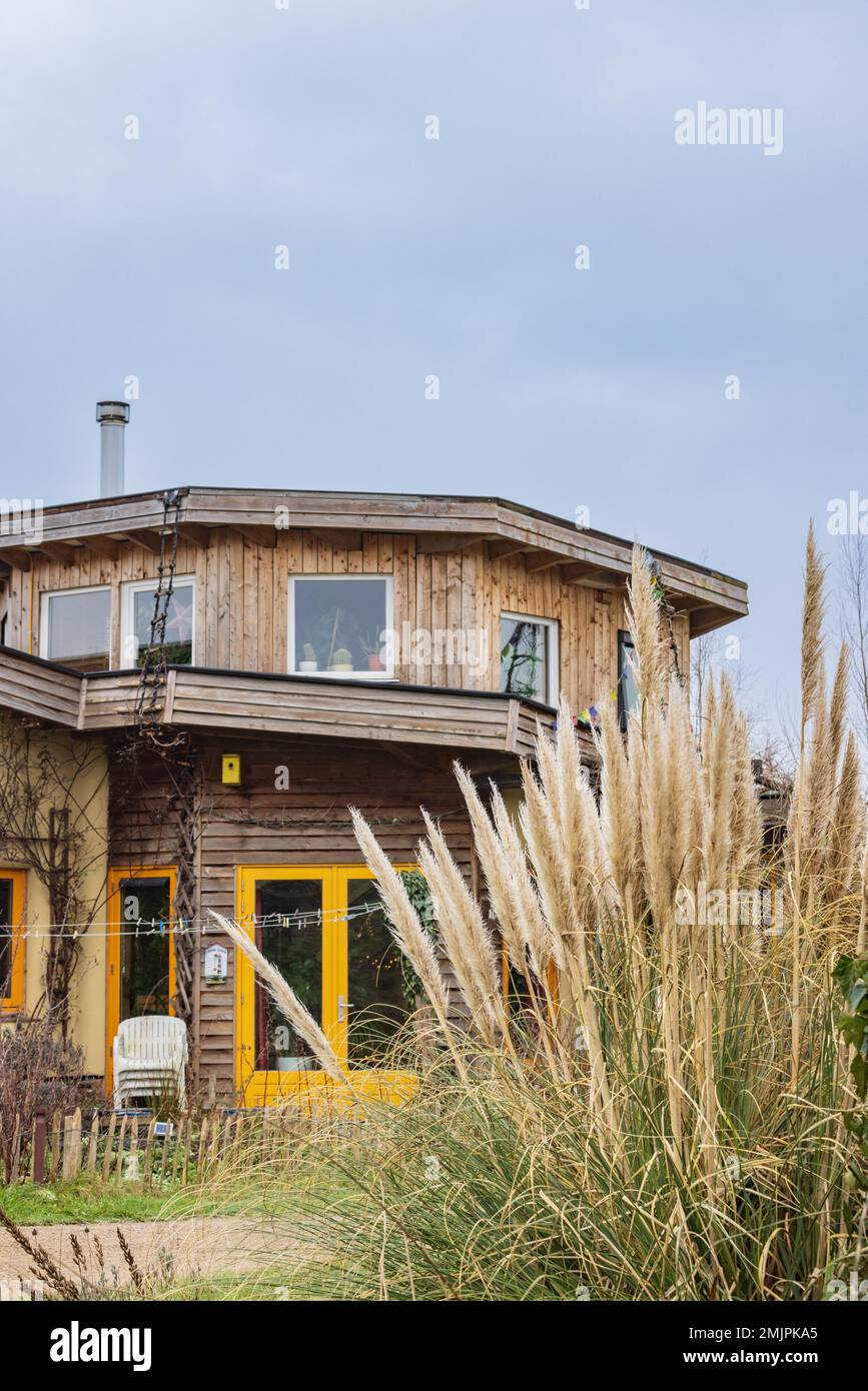Olst Wijhe, The Netherlands - January 21, 2023: Self-build earth houses ...