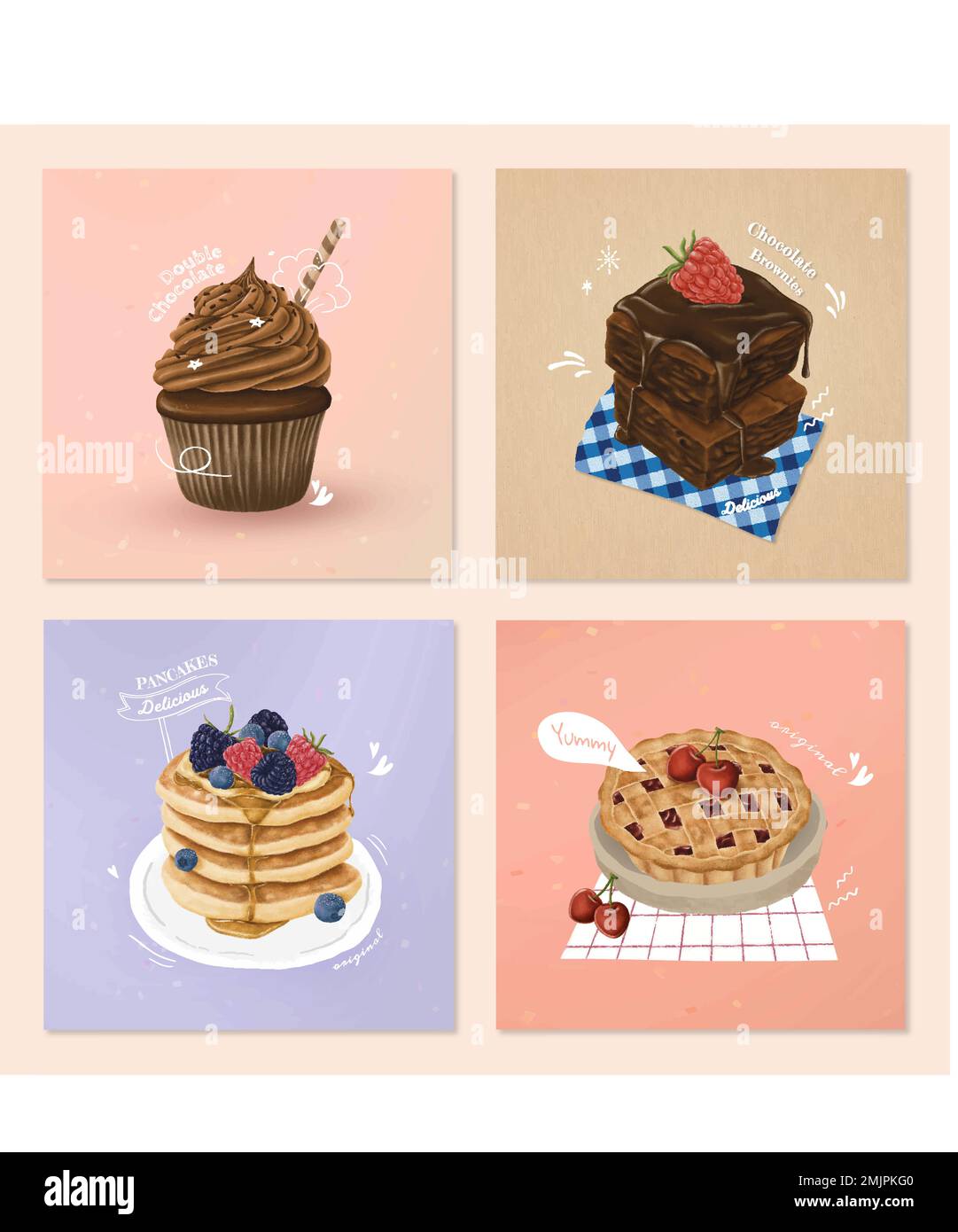 Hand drawn dessert collection vector Stock Vector Image & Art - Alamy