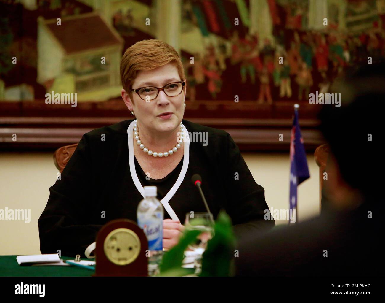 Australian Foreign Minister Marise Payne speaks during her meeting with ...