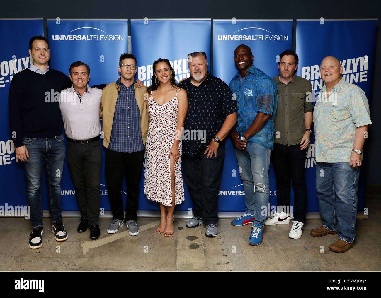 Daniel J. Goor, from left, Joe Lo Truglio, Andy Sanberg, Melissa Fumero ...