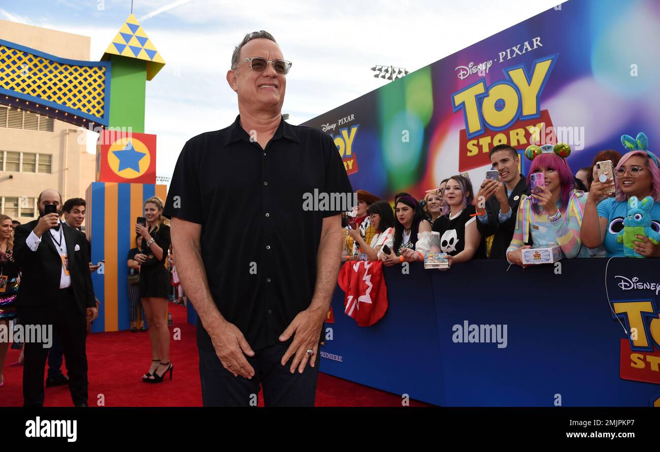 Tom Hanks, a voice cast member in "Toy Story 4," arrives at the ...