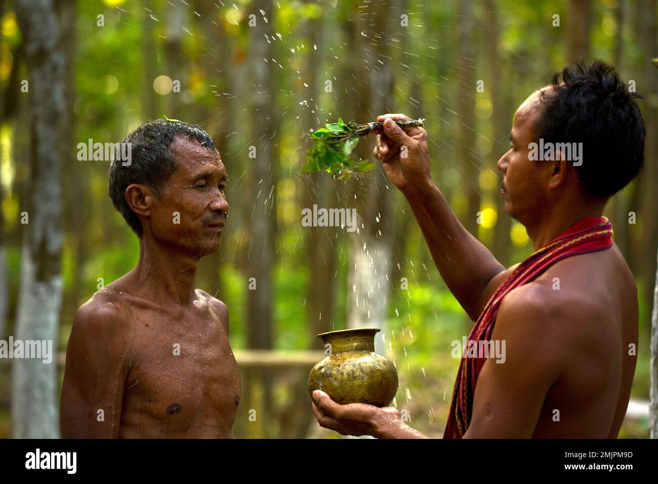 In this Monday, June 10, 2019 photo, an Indian Rabha tribal Hindu ...