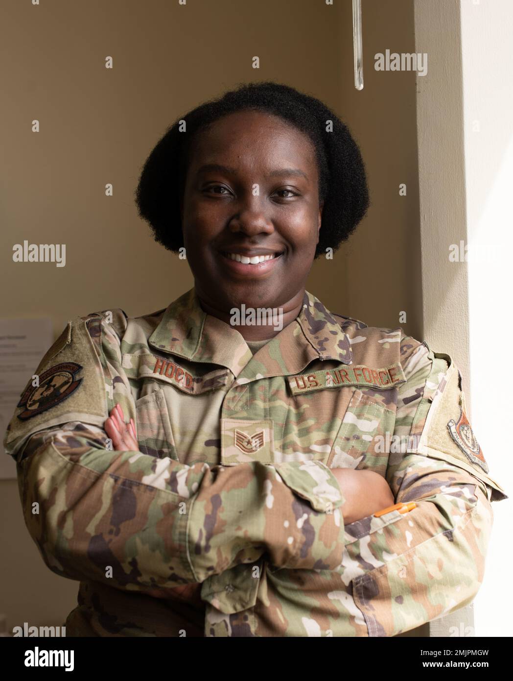 Tech. Sgt. Nicole Hood, 8th Operations Support Squadron NCO in charge of wing scheduling, stands ...