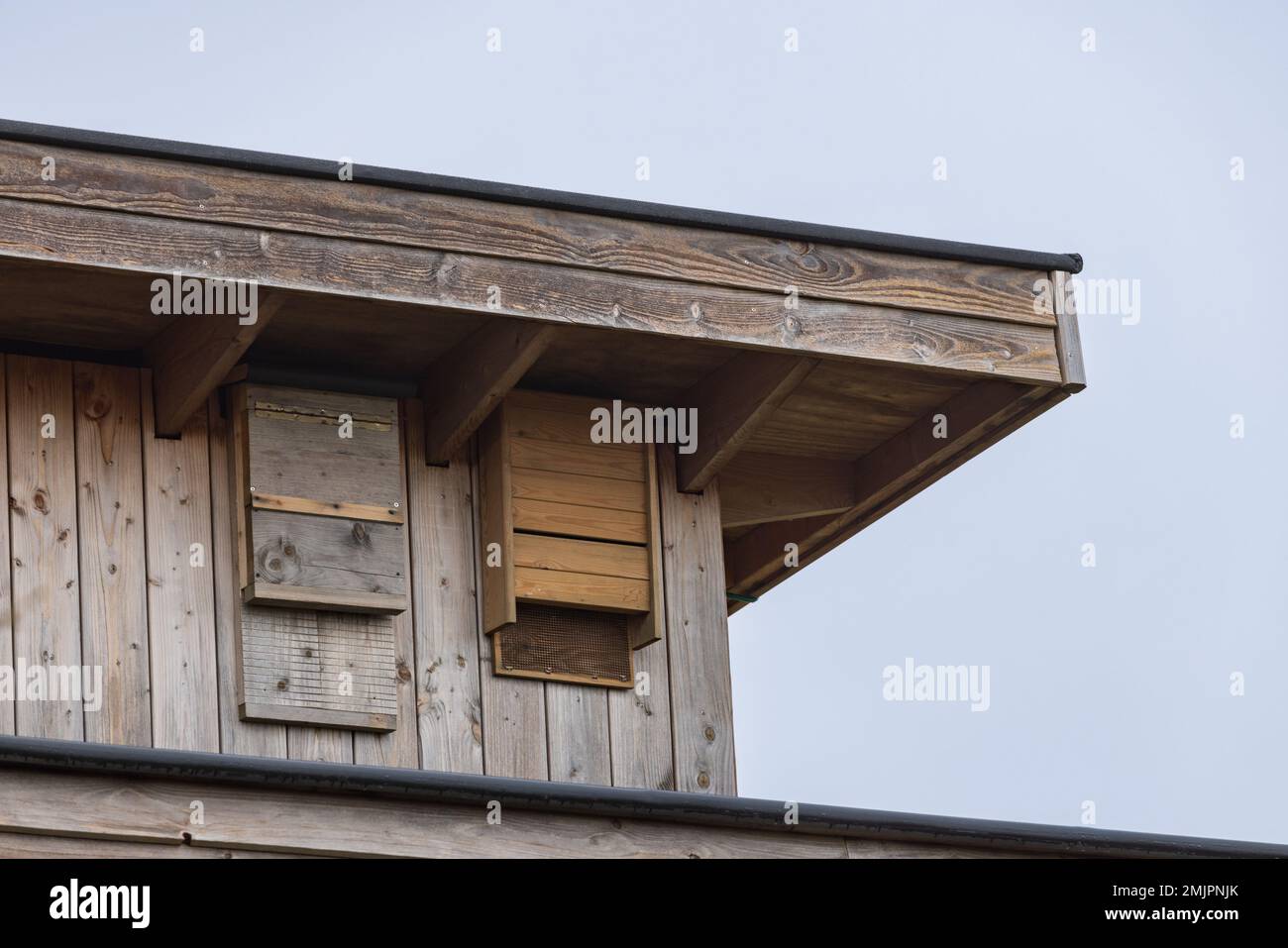 Bat houses at sustainable house in Olstergaard sustainable circular and ...