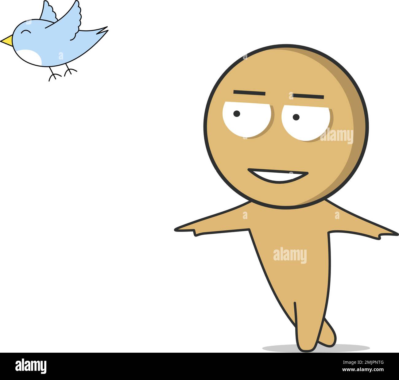 The boy walks around the city and watches the birds Stock Vector Image ...