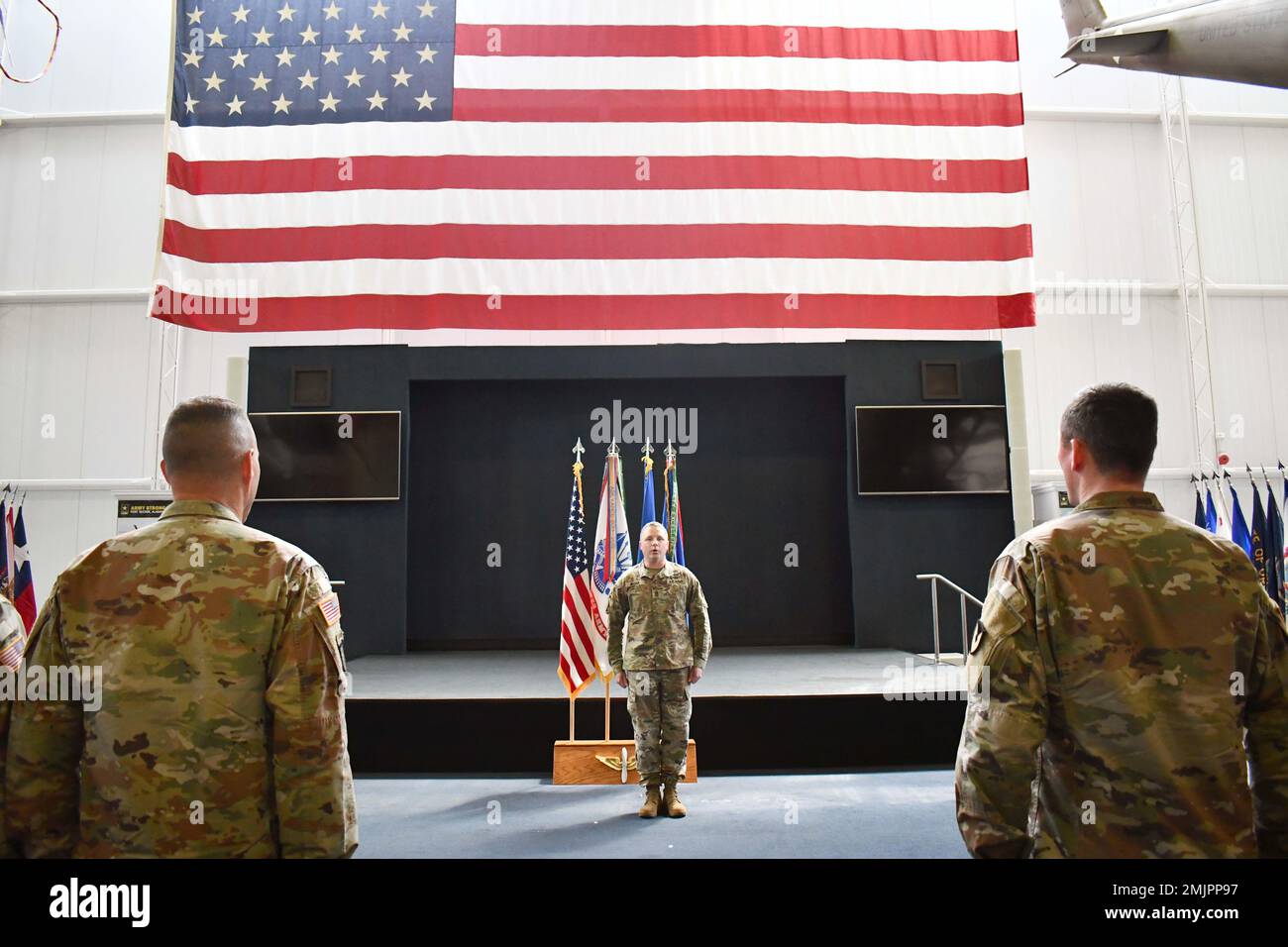 Sgt. Maj. Devon Weber faces the crowd following his assumption of ...