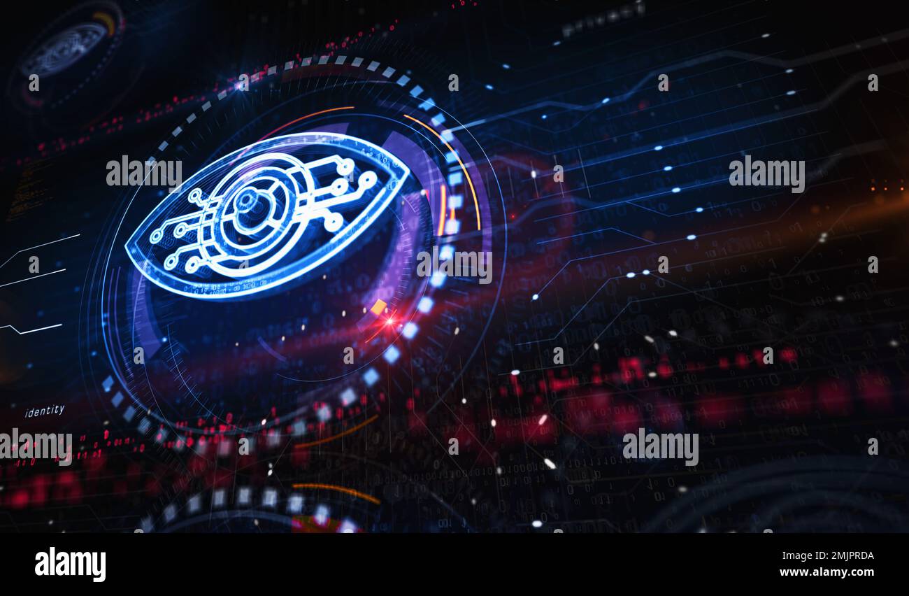 Cyber eye espionage big brother hacking spy and intelligence symbol ...