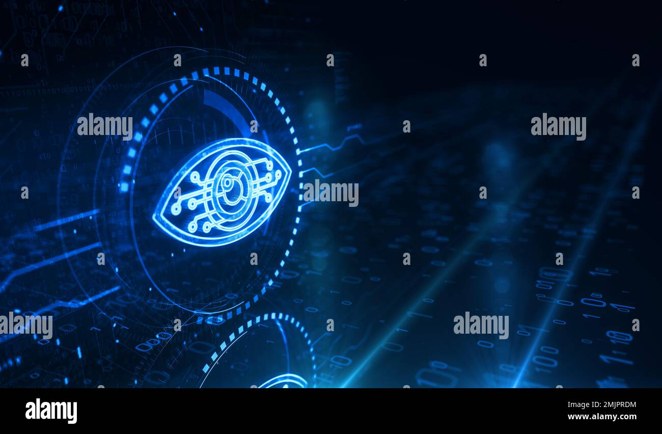 Cyber eye espionage big brother hacking spy and intelligence symbol ...