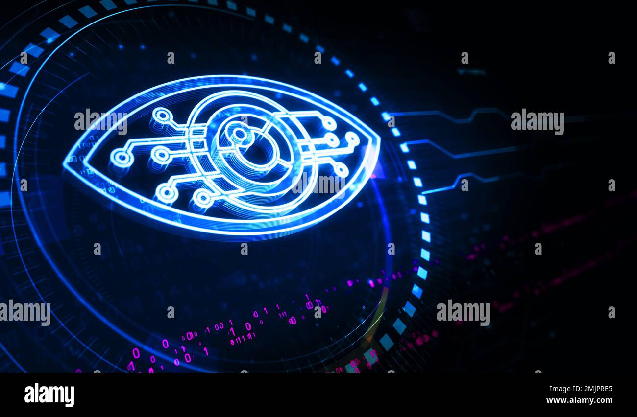 Cyber eye espionage big brother hacking spy and intelligence symbol ...