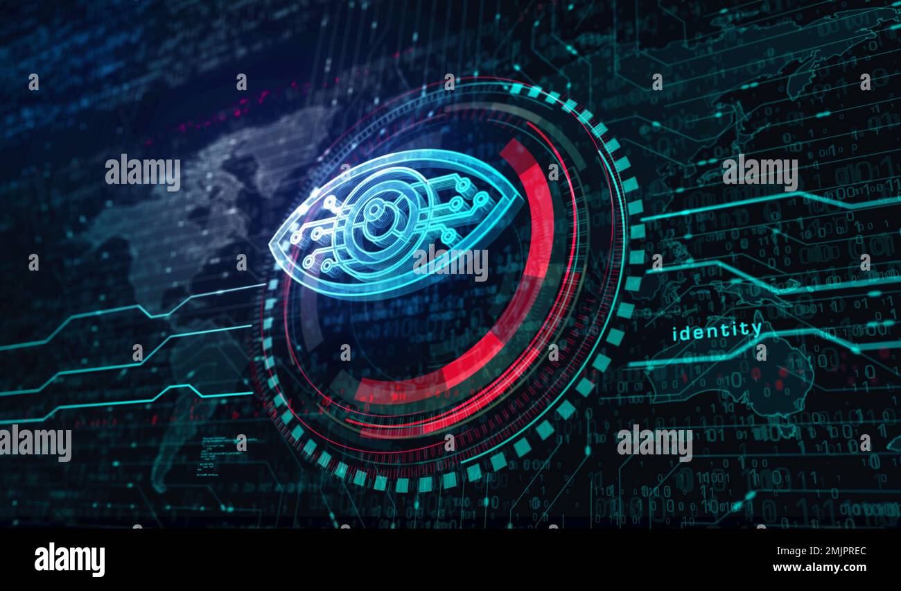 Cyber eye espionage big brother hacking spy and intelligence symbol ...