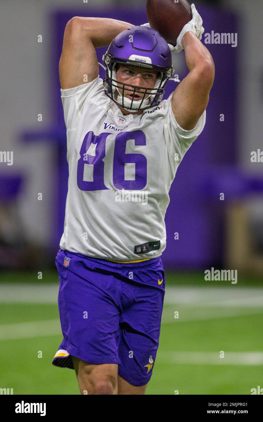Minnesota Vikings tight end Brandon Dillon makes a catch during drills ...