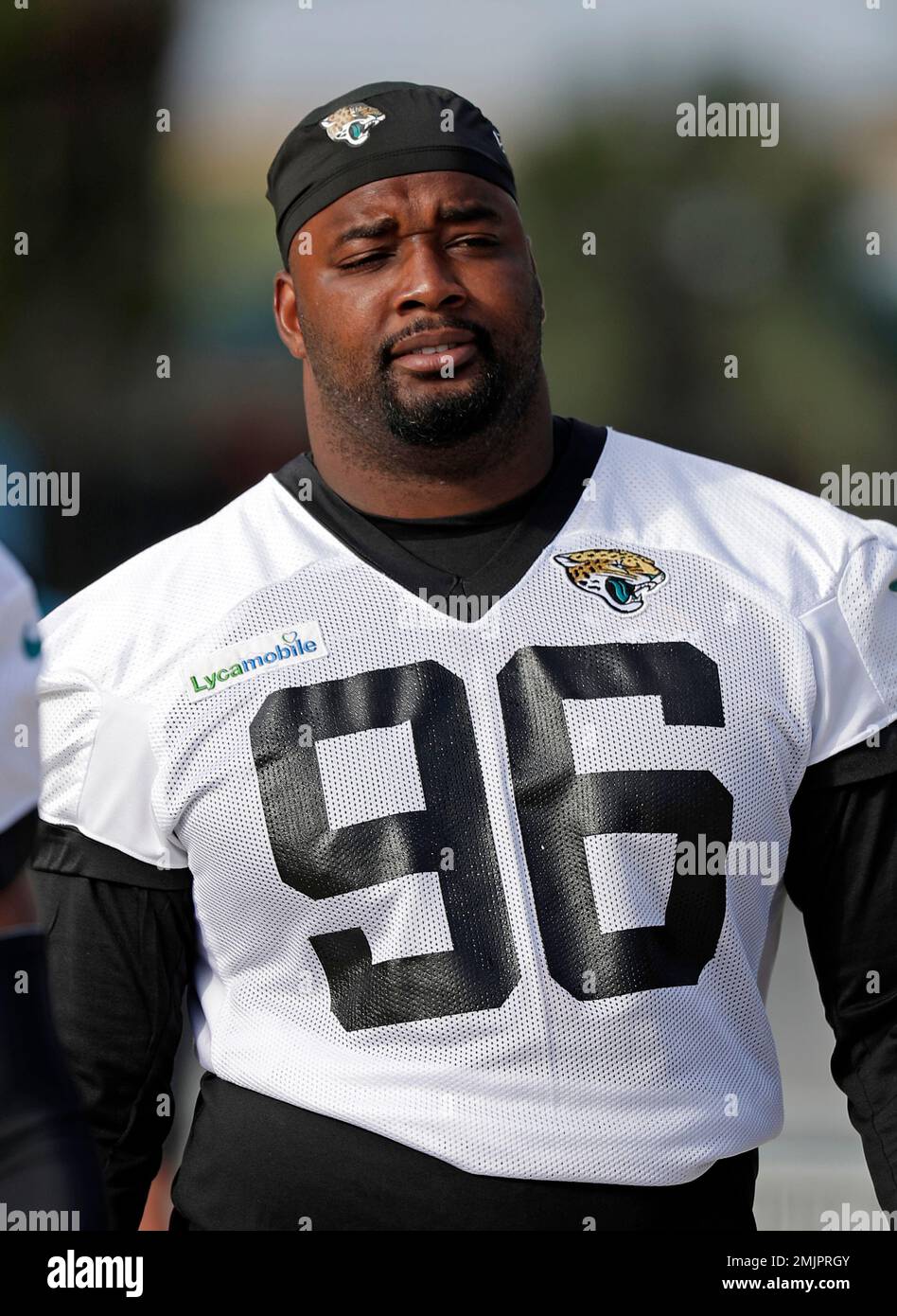 Jacksonville Jaguars defensive lineman Datone Jones walks to the field ...