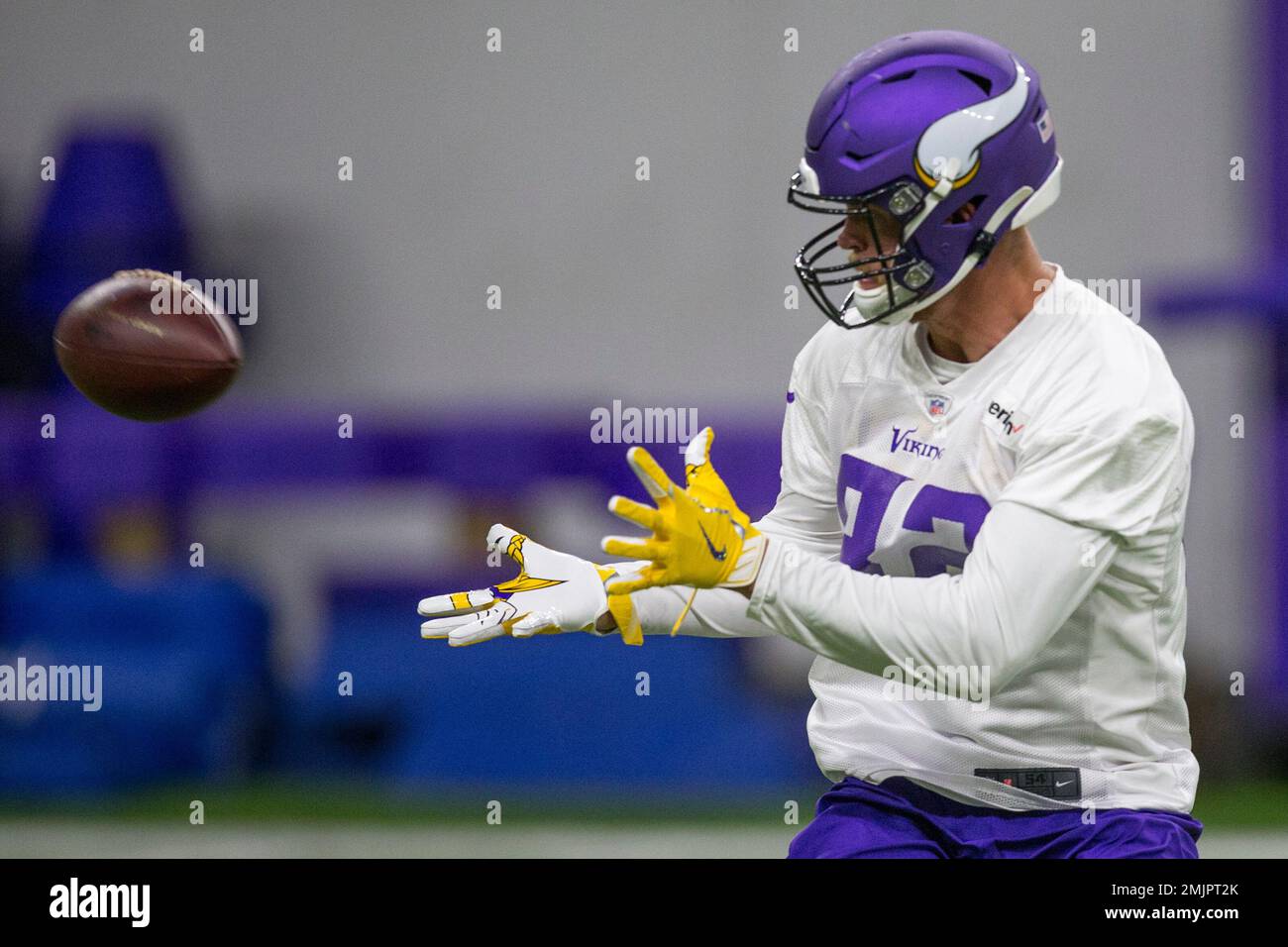 Minnesota Vikings tight end Kyle Rudolph makes a catch during drills at ...