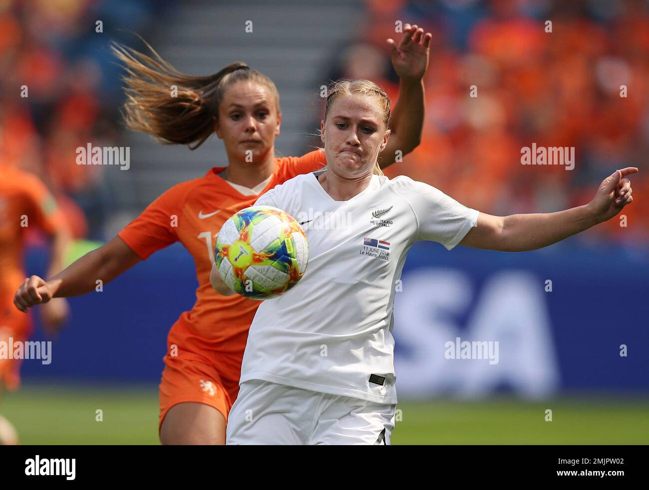 New Zealand's C.J. Bott shields the ball from Netherlands' Lieke ...