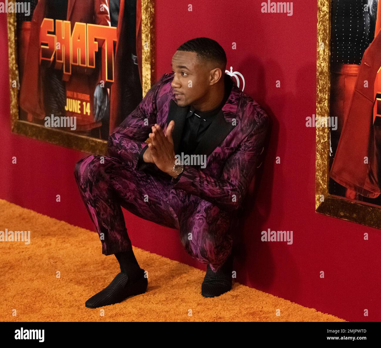 Jessie T. Usher attends the premiere of "Shaft" at AMC Lincoln Square ...