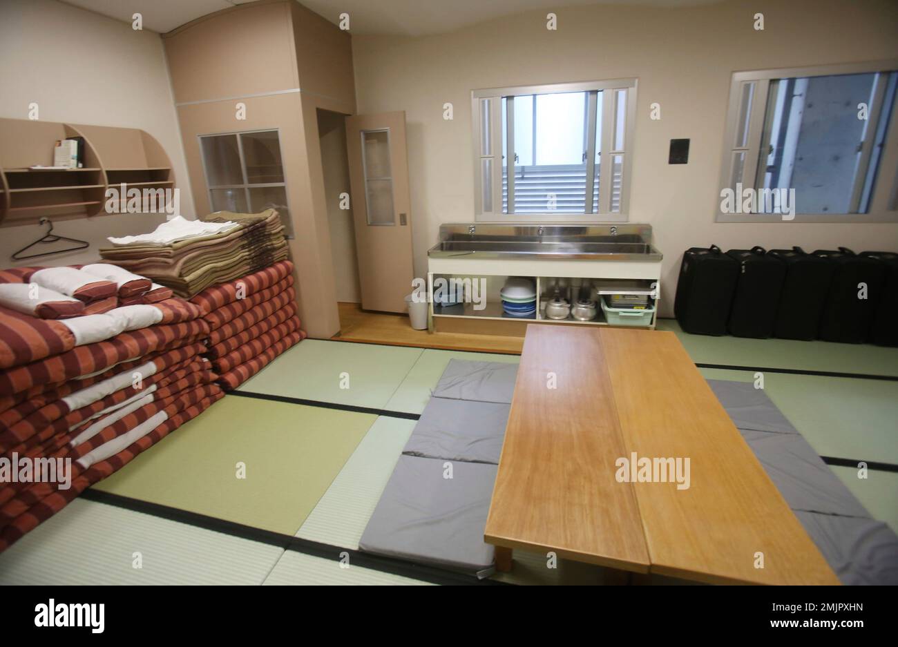 In this June 10, 2019, photo, a group cell for inmates is opened to the ...