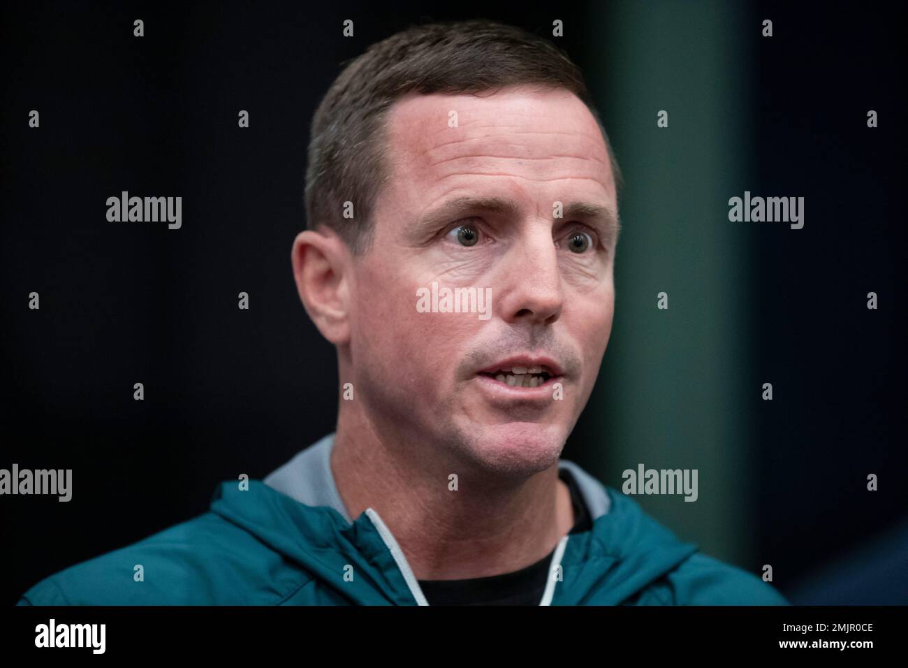 Philadelphia Eagles special teams coordinator Dave Fipp speaks with ...